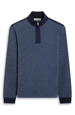 Bugatchi Quarter Zip Knit Pullover - Navy