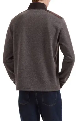 Bugatchi Quarter Zip Knit Pullover - Truffle