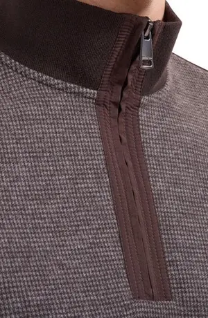Bugatchi Quarter Zip Knit Pullover - Truffle