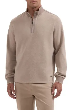 Bugatchi Quarter Zip Knit Pullover - Walnut