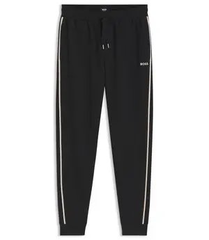 BOSS Cotton Loungewear Bottoms With Signature Stripe Tape - Black
