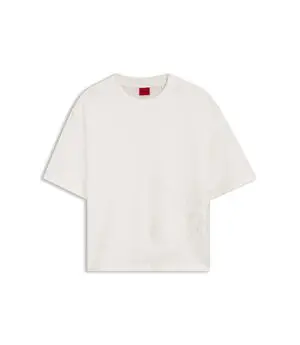 Hugo Cotton Jersey T-shirt With Oversized Logo Embroidery - White
