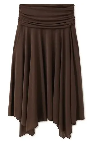 Mango Asymmetric Chiffon Midi Skirt