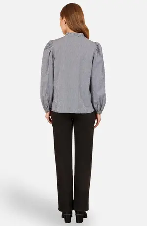 YUMI Cotton Gingham Embroidered Shirt