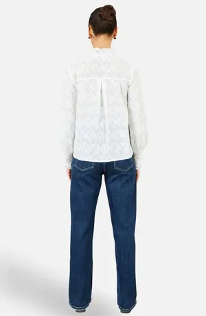 YUMI Lace Detail Cotton Blouse