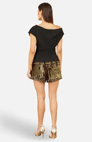 YUMI Sequined High-waist Shorts