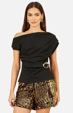 YUMI Sequined High-waist Shorts