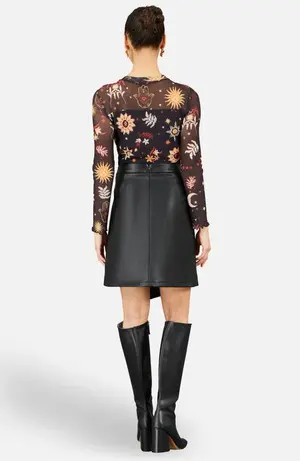 YUMI Faux Leather Wrap Skirt
