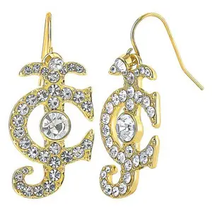 Juicy Couture Rhinestone Logo Drop Earrings For
