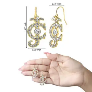 Juicy Couture Rhinestone Logo Drop Earrings For