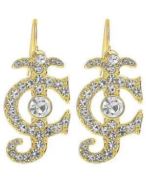 Juicy Couture Rhinestone Logo Drop Earrings For