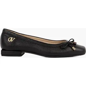 Cavalinho Pebbled Leather Ballet Flats With Bow Detail - Black