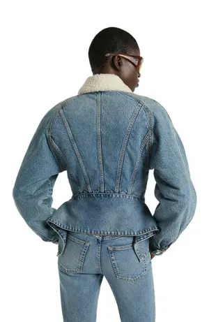 Balmain Faded Denim Peplum Jacket