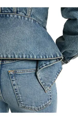 Balmain Faded Denim Peplum Jacket