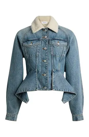 Balmain Faded Denim Peplum Jacket