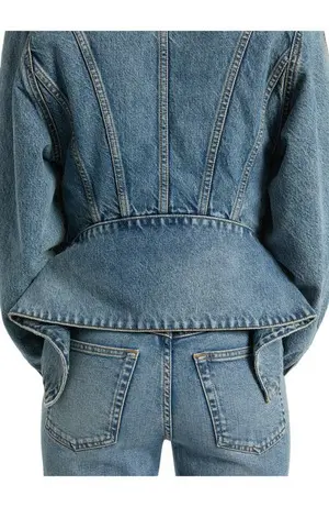 Balmain Faded Denim Peplum Jacket