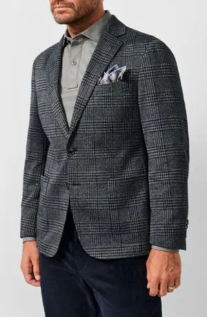 David Donahue Glen Plaid Stretch Sport Coat - Navy