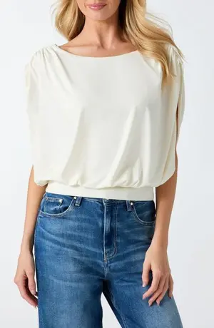 Guess Aundrea Draped Knit Top - Natural