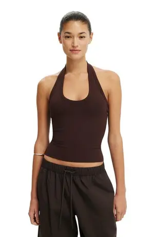 COTTON ON Everyday Smooth Scoop Halter - Dark Oak