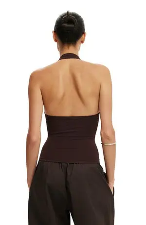 COTTON ON Everyday Smooth Scoop Halter - Dark Oak