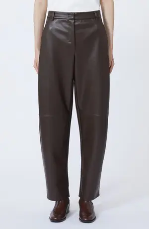 Max Mara Sospiro Straight Leg Faux Leather Pants - Brown