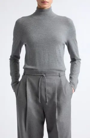 Max Mara Mock Neck Long Sleeve Sweater - Medium Grey