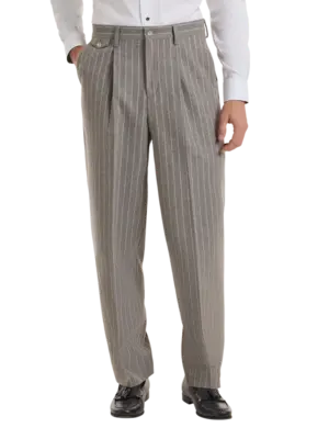 PAUL FREDRICK Finished Pleated Front Pants - Grey