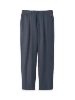 PAUL FREDRICK Finished Pleated Front Pants - Navy