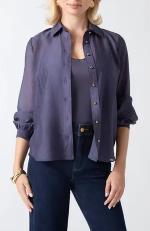 MARCIANO Autumn Tencel Button-up Shirt - Open Purple