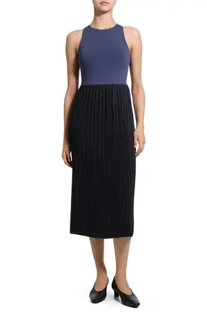 Theory Plisse Satin Tank Dress