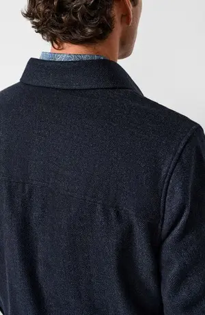 David Donahue Wool Herringbone Shirt Jacket