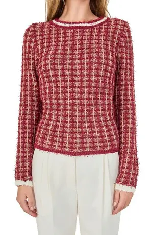 Endless Rose Textured Checked Sweater