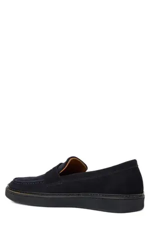 Aquatalia Bucarest Water Repellent Penny Loafer - Navy Suede