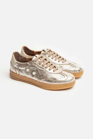 CLARA BARCELO Big Flower Trouble" Lace-up Sneakers - Metallic