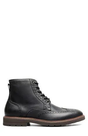 Florsheim Redford Leather Wingtip Lace Up Boot - Black Ch