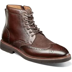 Florsheim Redford Leather Wingtip Lace Up Boot Brown