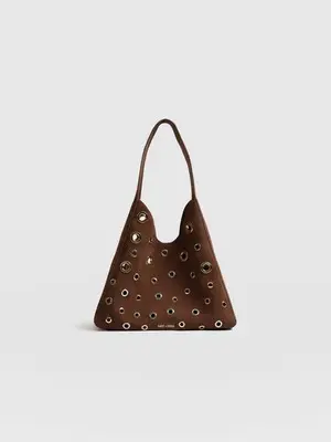 SAINT + SOFIA Allana Eyelet Bag - Coffee Suede
