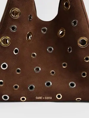 SAINT + SOFIA Allana Eyelet Bag - Coffee Suede