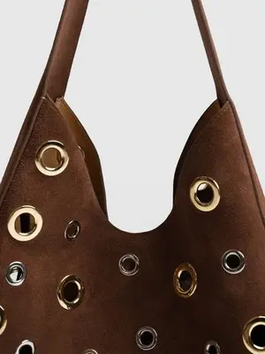 SAINT + SOFIA Allana Eyelet Bag - Coffee Suede