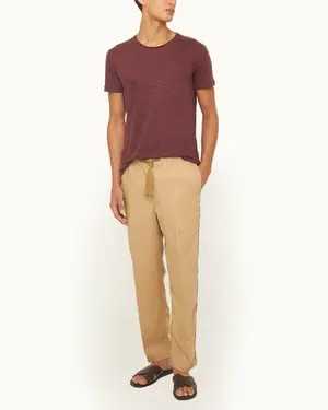 Orlebar Brown Alex Piping Relaxed-fit Trousers - Biscuit/damson