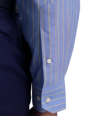 PAUL FREDRICK Cotton Point Collar Pinpoint Slim Contrast Trim Button Cuff Long Sleeve Shirt