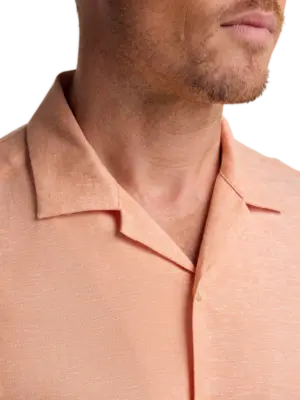 PAUL FREDRICK Linen Blend Solid Casual Shirt - Light Coral
