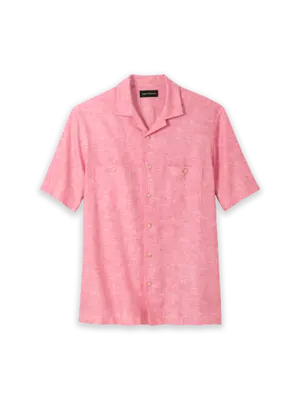PAUL FREDRICK Linen Blend Solid Casual Shirt - Light Red
