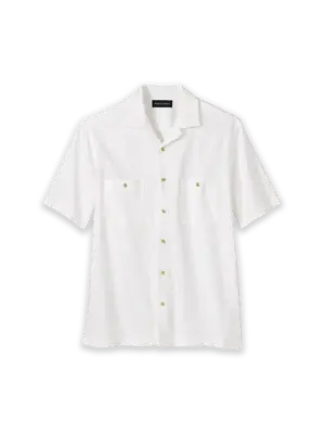 PAUL FREDRICK Linen Blend Solid Casual Shirt - White