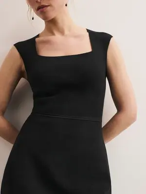 The Fold Sculptural Square Neck Sheath Dress