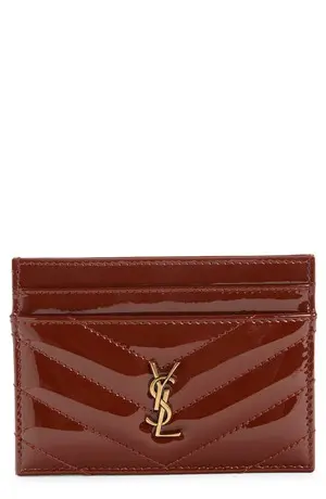 Saint Laurent Chevron Glazed Leather Card Case - Glazed Brown