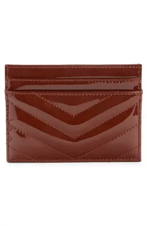 Saint Laurent Chevron Glazed Leather Card Case - Glazed Brown