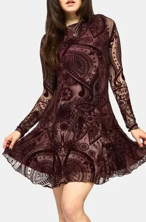 DISTURBIA Loveday Paisley Printed Godet Mini Dress