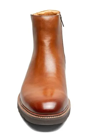 Florsheim Redford Plain Toe Side Zip Boot - Cognac