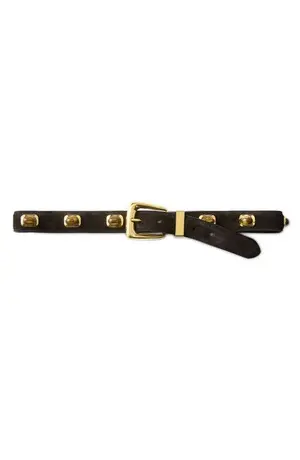 Veronica Beard Stone Embellished Suede Belt Black